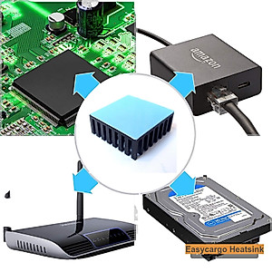 Easycargo 10pcs 25mm Heatsink Kit 25x25x10mm + 3M 8810 thermal conductive adhesive tape, cooler Aluminum Heat Sinks for cooling Raspberry Pi 4 GPU IC Chips LED (25mmx25mmx10mm)