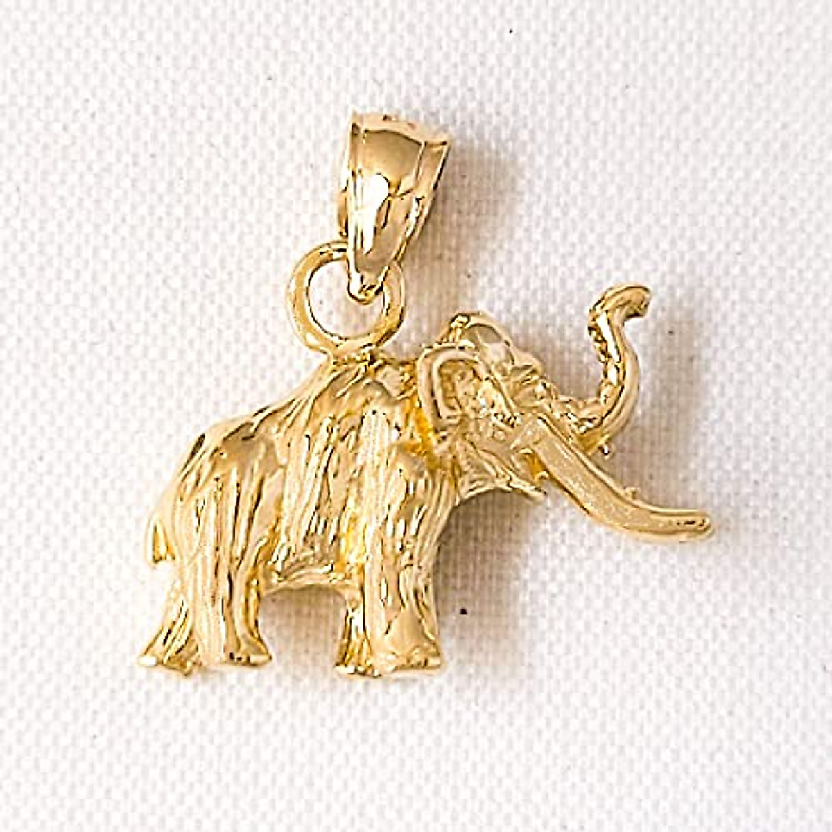 SURANO DESIGN JEWELRY 14k Yellow Gold Woolly Mammoth 3D (3 Dimensional) Solid Pendant, Made in USA
