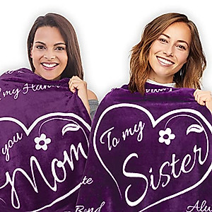 ButterTree Mom and Sister Blankets, Throw Blankets 65" x 50" (2-Pack, Purple)