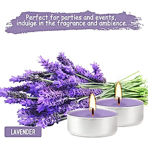 Howemon Purple Lavender Scented Tealight Candles - 4 Hours - Giant 100 Bulk Packs - Smokeless Tea Lights for Valentine's Day, Weddings,Christmas, Home Decorative