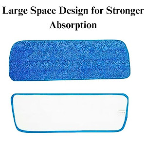 4 Pack Microfiber Spray Mop Replacement Heads for Wet/Dry Cleaning Compatible with Bona & Other Flat Mops, 18"x5.5" Reusable Refills for Home & Commercial Use