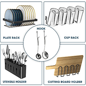 Squish Dish Drying Rack, 2-Tier Rustproof Dish Rack with Drainboard, Large Dish Drainer for Kitchen Counter with Utensil Holder, Cutlery Holder, Cup Holder, Cutting Board Holder
