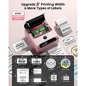 Memoking M200 Label Maker Machine with Tape 3 Rolls - Portable Label Printer for Labeling Products - Bluetooth Label-Maker Wireless - Thermal Barcode Label Printer for Clothes,Address,Jars,Album,Cable