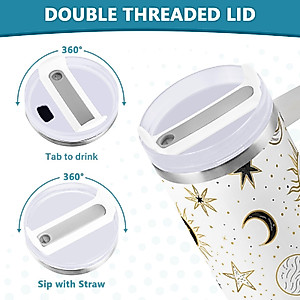 ALAZA Crescent Sun Moon Star 30 oz Tumbler Stainless Steel Water Bottle Vacuum Insulated Cup with Straw Lid & Handle For Travel Car Cup Holder