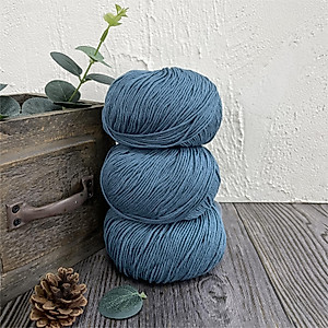 Lerchiyar Fine Weight Knitted and Crocheted Cotton Yarn, 100% Long Staple Cotton Yarn, Baby Sports, 2 Packages of 100g/3.52oz (Per Skein 50g/162yards) - Blue Shadow