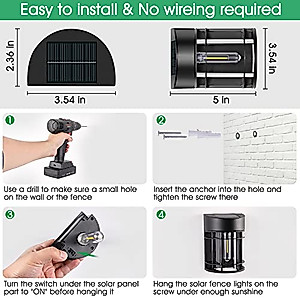 Outdoor Solar Fence Lights, Solar Garden Decorative Lights, Waterproof Solar Lights for Wall, Patio, Stairs, Backyard, Steps, Fence Decor,8 Pack