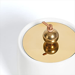 2 Pack Ceramic Qtip Holder Dispenser with Gold Lids, White Apothecary Jars Bathroom Vanity Organizer - Bathroom Canister for Cotton Swabs, Rounds, Balls, Makeup Sponges, Bath Salts