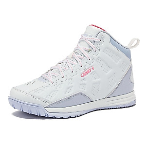 AND1 Showout Girls & Boys Basketball Shoes Kids, Boys High Top Sneakers- White, 2 Little Kid