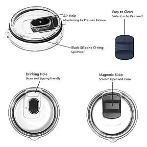 ANBOO 3 Pack 20 oz Magnetic Tumbler Lid with 3 Magnetic Slider Replacement Compatible for YETI 20 oz Rambler, Ozark Trail, Old Style Rtic, Slider Switch Spill Proof Tumbler Cover