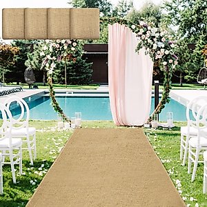 4 Roll Burlap Aisle Runner for Wedding Natural Burlap Rustic Jute Wedding Runway Carpet for Ceremony Outdoor Beach Garden Church Reception Craft Decorations 40 in X15 ft