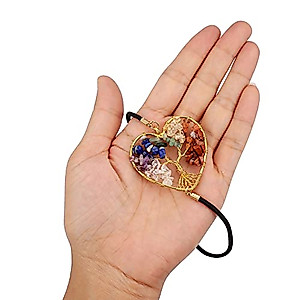 Yoption 2 Pack Tree of Life Elastic Bookmark, Golden Heart Shape Vintage Bookmarks with 7 Chakra Crystals Healing Stone Beaded Pendant for Student Teacher Graduation Mothers Day Christmas Gift