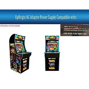 UpBright 12V AC/DC Adapter Compatible with Arcade1Up 7839 7651 Marvel Super Heroes Rare Riser at-Home Game Machine Item 8055 7990 7984 7754 NBA Jam Midway Arcade 1Up 3A Power Supply Cord Charger PSU