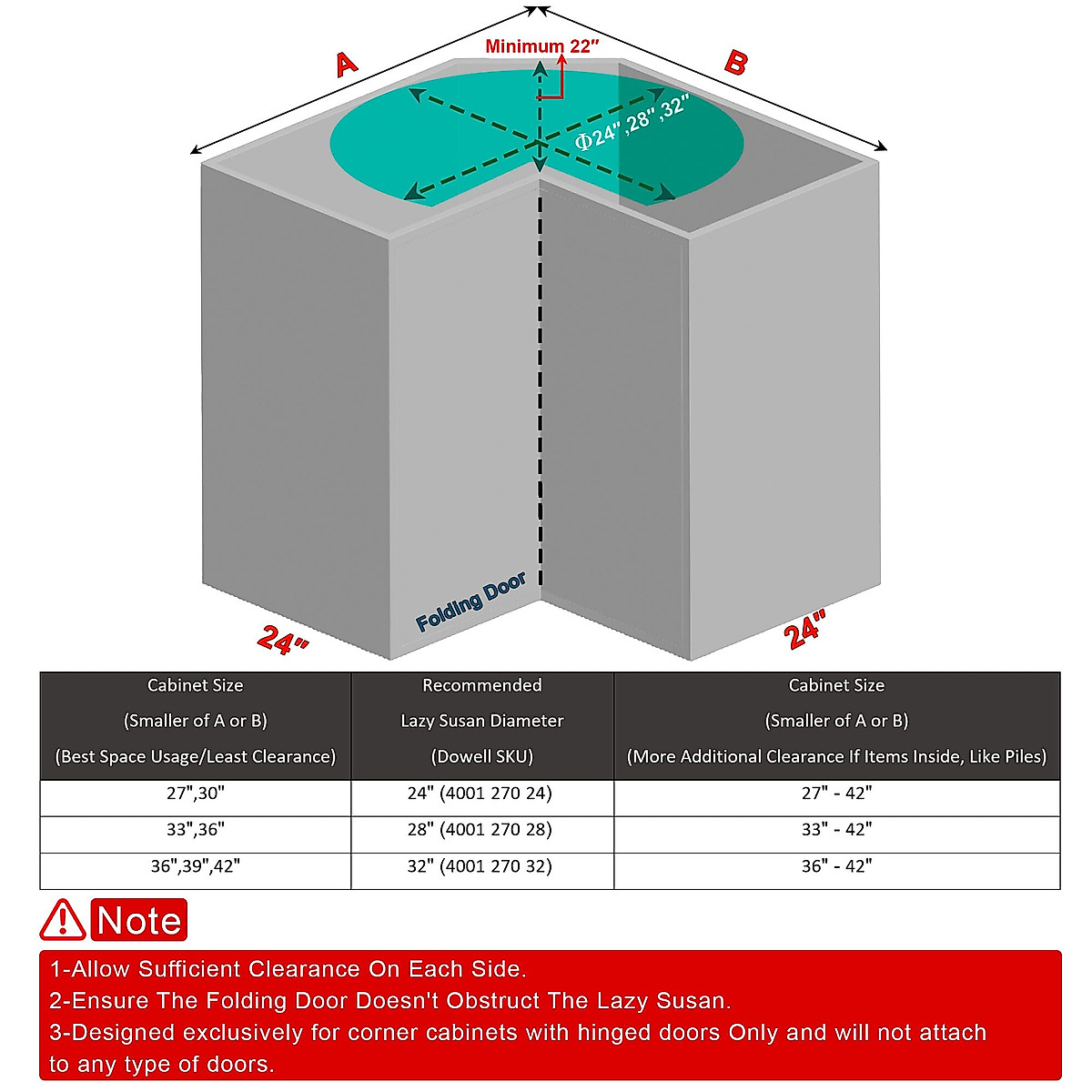 Dowell 28" Kidney Chrome 2-Shelf Lazy Susans Kitchen Base Cabinet Corner Organizer