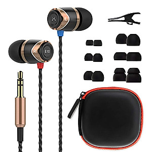 SoundMAGIC E10 Wired Earphones No Microphone HiFi Stereo Earbuds Noise Isolating in Ear Headphones Powerful Bass Tangle Free Cord Black Gold