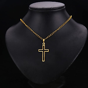 14K Yellow Gold Opening Religious Cross Pendant - Crucifix Charm Polish Finish - Handmade Spiritual Symbol - Gold Stamped Fine Jewelry - Great Gift for Men & Women for Occasions, 22 x 14 mm, 0.4 gms