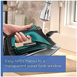 Rowenta, Iron, Pro Master Stainless Steel Soleplate Steam Iron for Clothes, 210 g/min, 400 Microsteam Holes, 1775 Watts, Auto-Off, Ironing, Green Clothes Iron, DW8360