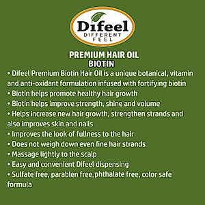 Difeel 99% Natural Premium Hair Oil - Biotin Oil Volumizing and Thickening 7.78 ounce