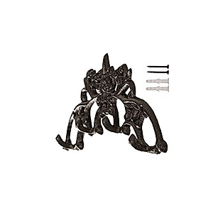 gasare, Decorative Hooks, Key Holder for Wall, Cast Iron Hooks, Wall Mount Screws and Anchors, 12 x 4 ½ Inches, Brown, 1 Unit