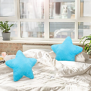 Sumind 2 Pcs 15.7 Inch Star Pillow Plush Star Throw Pillow Cute Pillows Aesthetic 3D Star Throw Stuffed Cushion Decorative Gift Room Decor for Bedroom Sofa Chair(Blue)