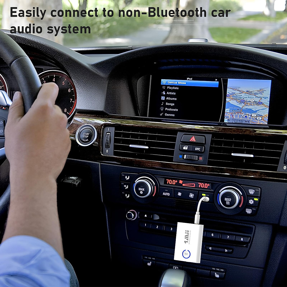 1Mii Bluetooth 5.3 Transmitter Receiver for TV to 2 Headphones, Bluetooth Adapter for Airplane w/aptX HD& Low Latency, Dual Link, Wireless Receiver for Home Stereo/MP3/Boats/Treadmill/Gaming