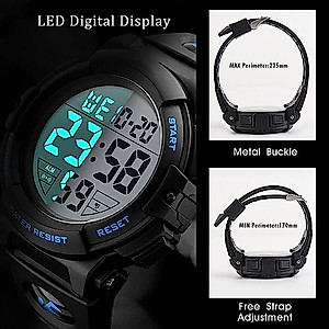 MJSCPHBJK Mens Digital Watch, Sports Military Watches Waterproof Outdoor Chronograph Watch for Men with LED Back Ligh/Alarm/Date