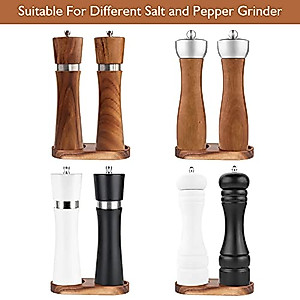 VanlonPro Salt and Pepper Mill Tray, Acacia Wood Tray, Pepper Mill Holder & Rest (Inner Dia 2.5 Inch) fit Many Mills & Shakers, Salt & Pepper Grinder Accessories, Kitchen Storage Holder…