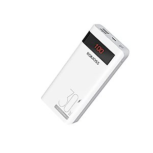 ROMOSS 20000mAh Power Bank, 30W PD USB C Super Fast Charging Portable Charger with 3 Outputs & 3 Inputs & LED Display, External Battery Pack for iPhone 14, Samsung Galaxy S22, iPad pro,Tablet,and More
