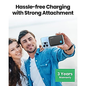 SAFUEL Magnetic Portable Charger, 10000mAh 20W PD QC3.0 Wireless Power Bank Fast Charging, USB C in&Out External Battery Pack, Compatible with iPhone 14 13 12 Pro Max Mini and MagSafe Case