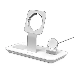 mophie 3-in-1 Magsafe Wireless Charging Stand for Apple iPhone, AirPods/AirPods Pro & Watch, 15W Super-Fast Charging, Stylish Gloss Finish - White (MagSafe charger not included)