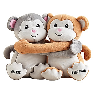 Let's Make Memories Personalized Hugging Plush Monkeys - Monkey Business - Monkey Stuffed Animal - for Couples - for Him - for Her