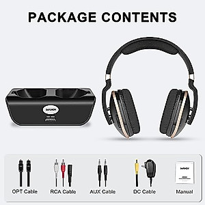 Daysnew Wireless Headphones for TV with 2.4G RF Transmitter charging Dock, 100FT Range, Plug and Play, High Volume TV headphones wireless for seniors, 20Hrs Playtime, No Delay, Support Optical/RCA/AUX