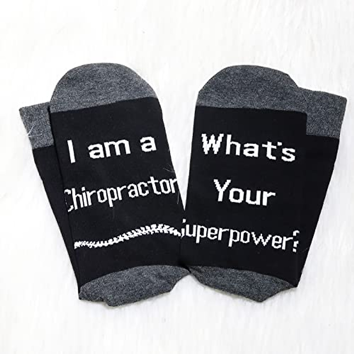 JNIAP Chiropractor Socks New Chiropractor Gifts Chiropractic Student Graduation Gifts 2 Pair Chiropractor Crew Socks for Men Novelty Socks(BLACK)