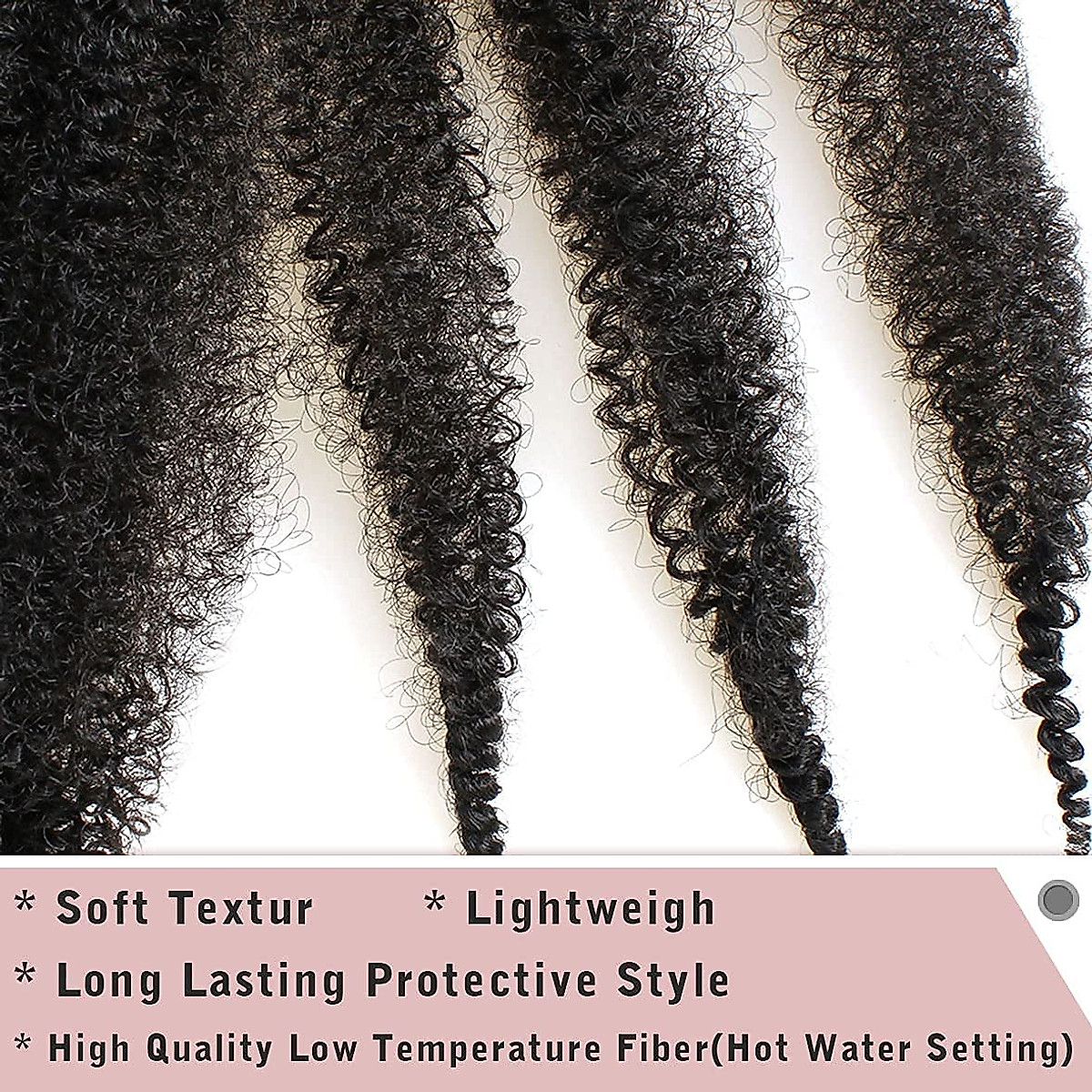 16 Inch Pre-Separated Springy Afro Twist Hair 8 Packs Spring Twist Hair For Distressed Soft Locs Natural Black Marley Twist Crochet Braiding Hair Synthetic Hair Extensions (8 Strands/Pack,1B#)