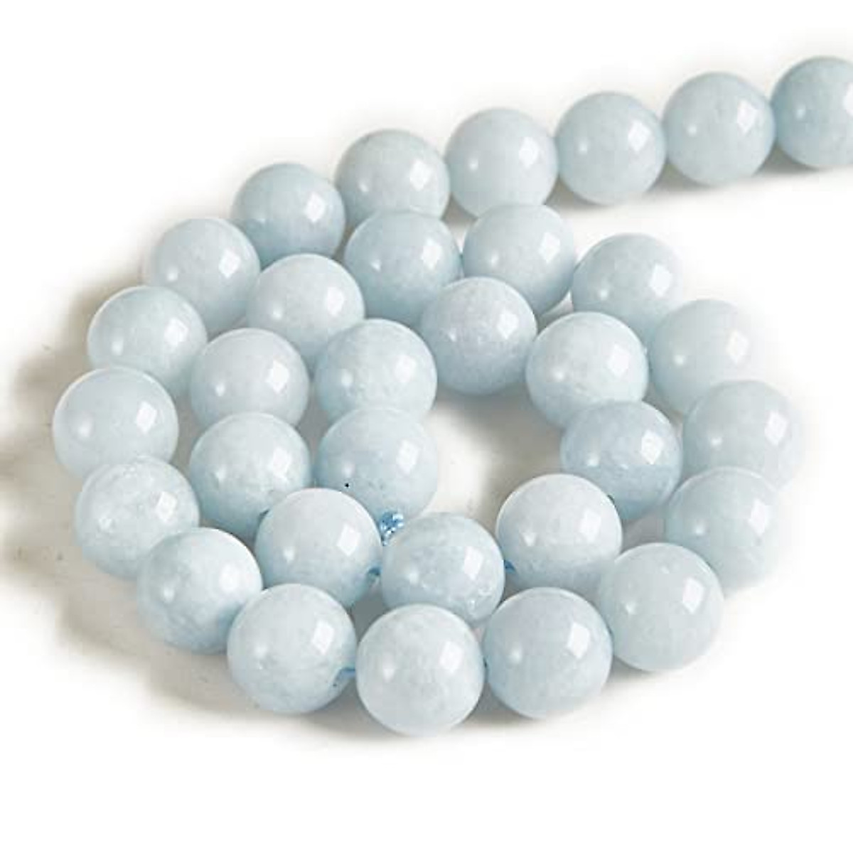 60pcs 6mm Aquamarine Beads Natural Gemstone Beads Round Loose Beads for Jewelry Making