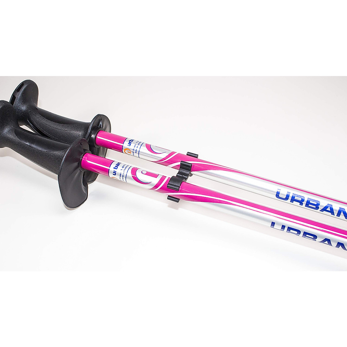 Urban Poling - Urban Poles 4Life - Lightweight, Aluminum Nordic Walking Sticks - Pink & Silver - 1 Pair – for Users 4'2"–6'2" - Collapsible & Adjustable Hiking Gear