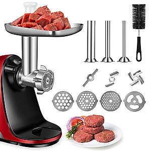 AMZCHEF Slow Masticating Juicer Bundle with Meat Grinder Attachment,Cold Press Juicer With Silent Motor and Reverse Function,with Sausage Stuffer Tubes and Grinding Plates
