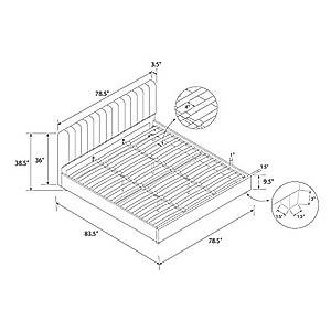 Novogratz Brittany Upholstered Platform Bed Frame, Green Linen, King