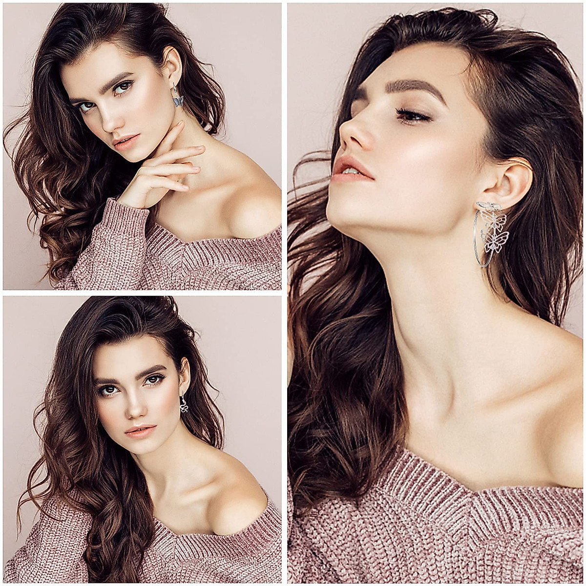 JMScape 37 Pairs Silver Hoop Earrings Set for Women Multipack Fashion Drop Dangle Earring Packs Pearl Studs Butterfly Earrings Hypoallergenic Chunky Hoops Jewelry for Valentine's Day Gifts