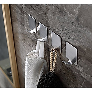 Fotosnow Wall Adhesive Hooks Heavy Duty Waterproof Stainless Steel Hooks for Hanging Coat, Hat Towel Robe-Bathroom and Bedroom-8 Packs