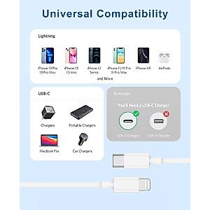 USB C to Lightning Cable 3FT for Apple iPhone Charger Cord, Apple USB-C to Lightning Fast Charger Cable, 2 Pack-USB C to Lightning Cord, Apple Phone Charging Cable Wire for iPhone 14 13 12 Pro Max
