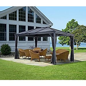 Sojag 10' x 14' Ventura Hardtop Gazebo Outdoor Weather-Resistant Aluminum Frame Sun Shelter Dark Grey