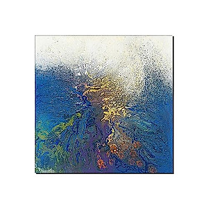 Hand Painted Oil Painting On Canvas Abstract Blue Seascape 3D Colorful Modern Painting Wall Art,31inx31in,No Frame