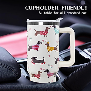 wmvhdiw 30 Oz Tumbler With Handle,Dachshund Coffee Travel Mug Cup Water Bottle, Dachshund Decor, Dog Gifts for Women