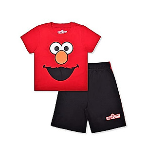 Sesame Street Boys’ Tee and Short Set for Infant and Toddler – Red/Blue