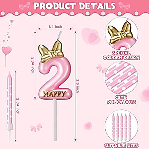 11 Pieces 2 Birthday Candle Girl Pink Number Birthday Cake Topper 2 Years Old Birthday Candle with White Dot Birthday Long Candles for Cake Topper Birthday Baking Decor Supplies, 2 Styles()