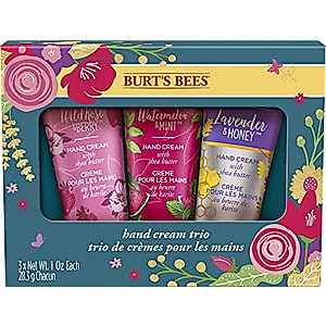 Burt's Bees Gifts, 3 Moisturizing Hand Creams with Shea Butter, Hand Cream Trio Spring Set - Lavender and Honey, Wild Rose and Berry & Watermelon and Mint