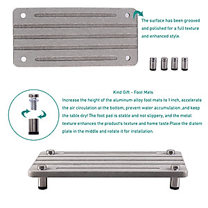 NiuYichee 2 PCS Water Absorbent Diatomite Coasters Rectangle, Grooved Design, Water Absorbing Stone Used for Hand Soaps & Plants & toiletries in The Modern Home (21-10cm Light Grey with feet)