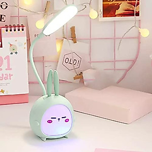 Portable LED Desk Lamp with Night Light Cute Bunny Foldable USB Charge Reading Light for Bedroom Kids Bedside Study (Green)