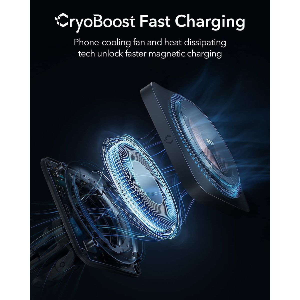 ESR for MagSafe Car Mount Charger with CryoBoost, Magnetic Wireless Car Charger Compatible with MagSafe Car Charger, for iPhone 16/15/14/13/12, Fast Phone Cooling Charger Set, 36W QC 3.0 Adapter