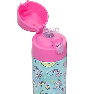 Snug Kids Water Bottle - insulated stainless steel thermos with straw (Girls/Boys) - Unicorn, 500ml